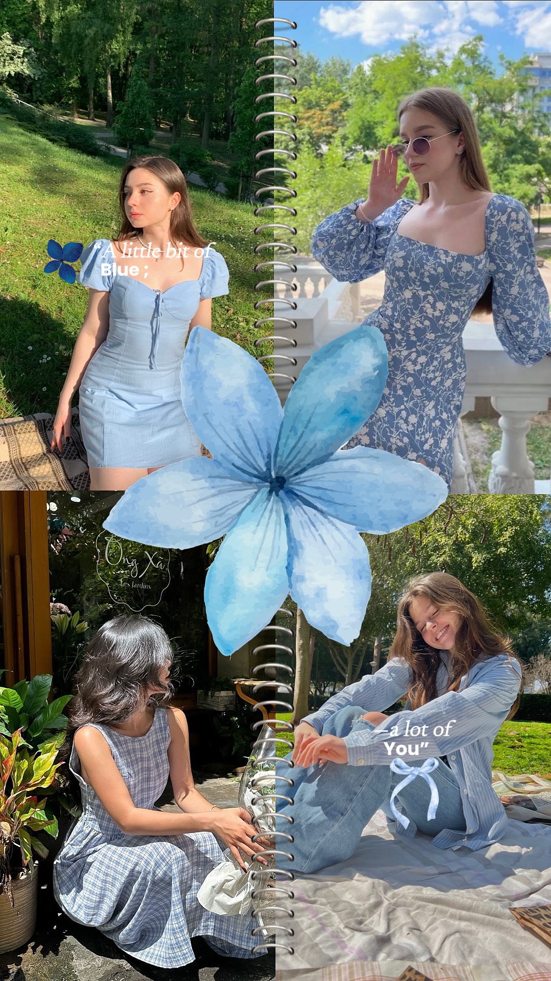 4 Picture Templates Blue Flowers - Pippit
