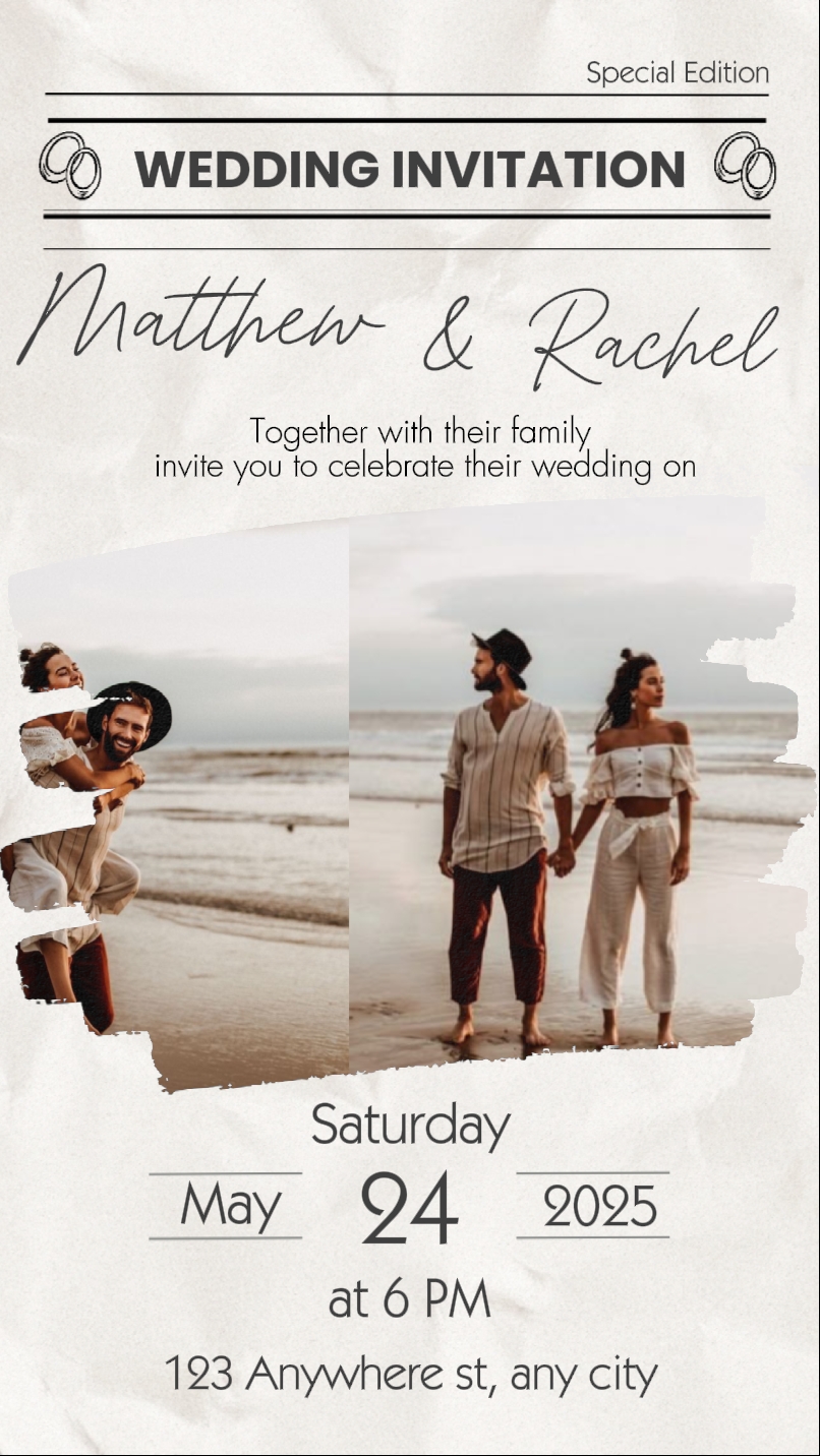 Wedding Invitation Card Template CapCut - Pippit